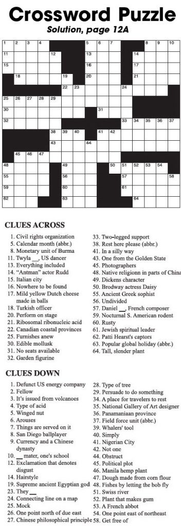 Crossword Puzzle – The Advance News